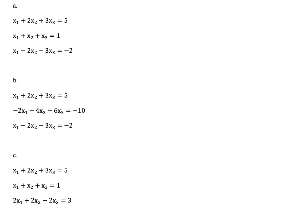 5. For each system of linear algebraic equations, | Chegg.com