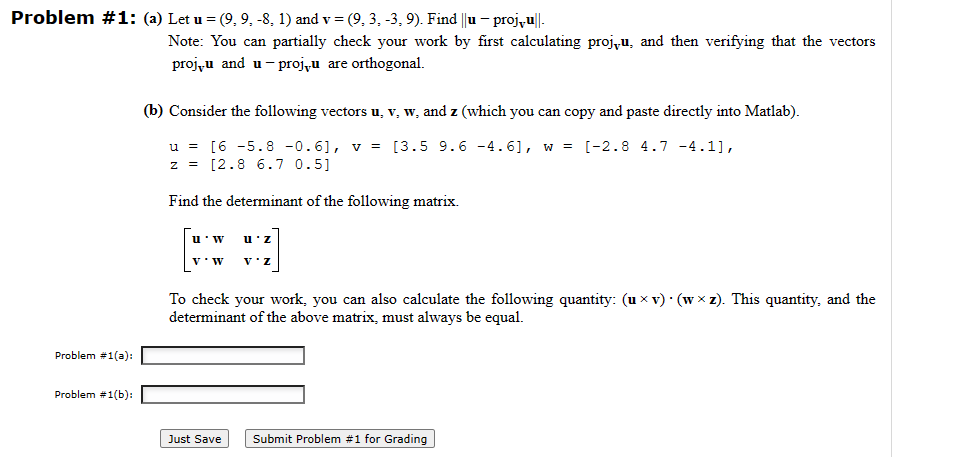 Solved \# 1: (a) Let u=(9,9,−8,1) and v=(9,3,−3,9). Find | Chegg.com