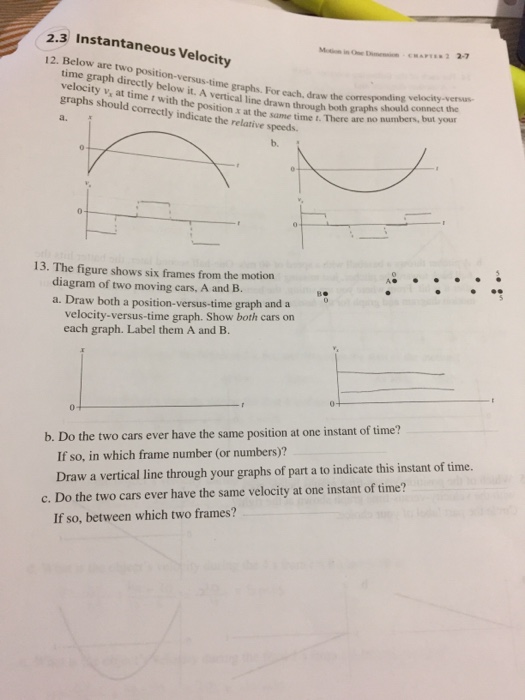 Solved 3 Instantaneous Velocity time graph directly below | Chegg.com