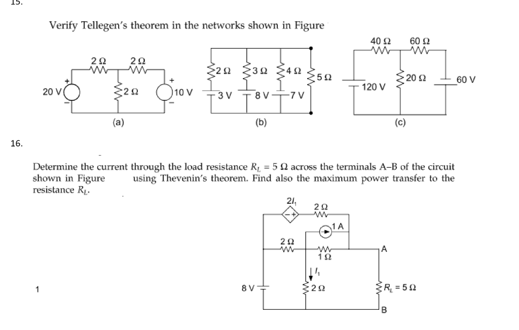 Solved Verify Tellegen's theorem in the networks shown in | Chegg.com
