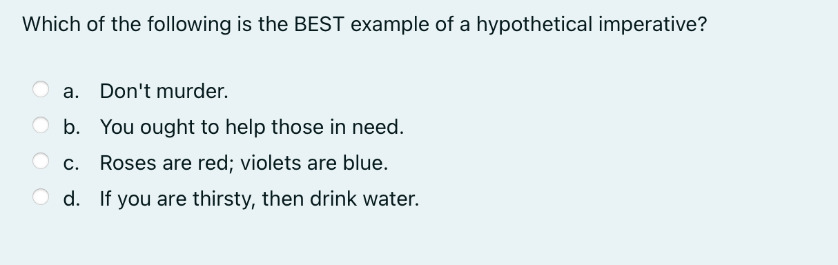 Solved Which of the following is the BEST example of a | Chegg.com