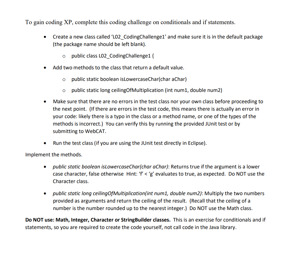 Solved Java To Gain Coding Xp Complete This Coding Chegg