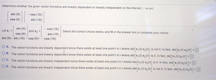 Solved Determine whether the given vector functions are | Chegg.com