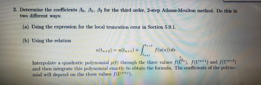 2. Determine the coefficients Bo, B1, B2 for the | Chegg.com