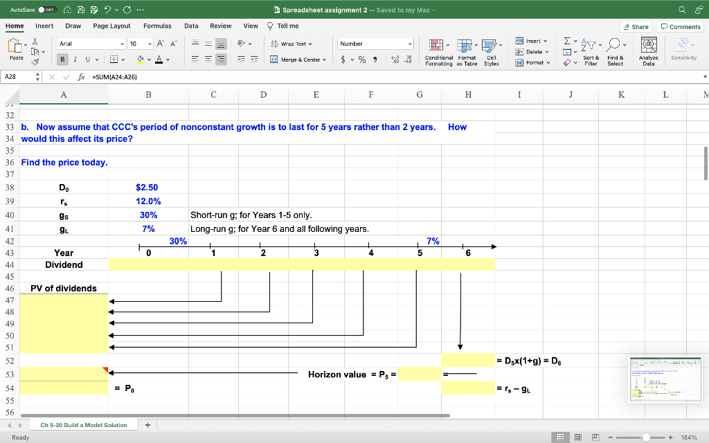 Solved AutoSave OF A v G... A Spreadsheet assignment 2 - | Chegg.com