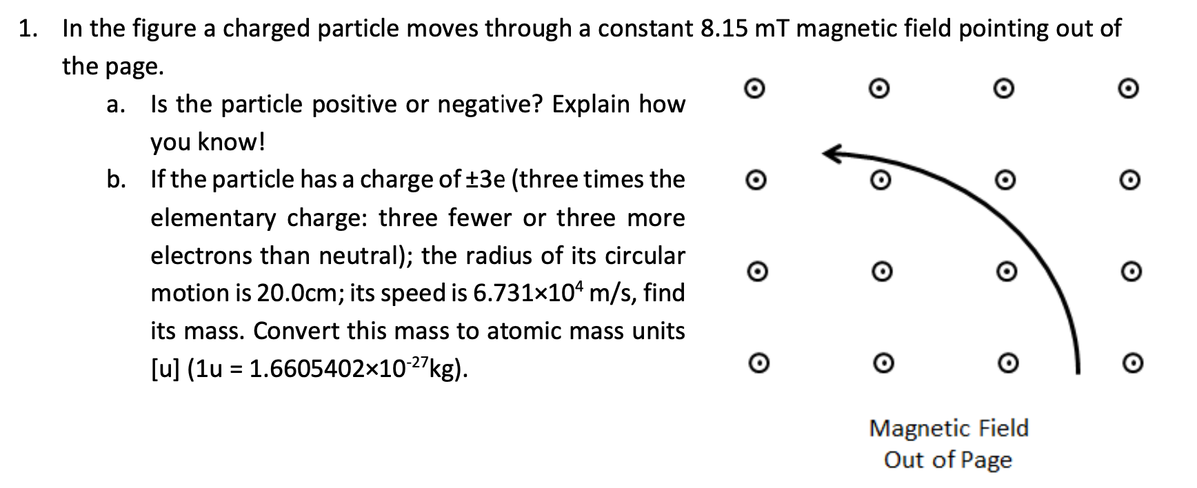 Solved 1. In the figure a charged particle moves through a | Chegg.com