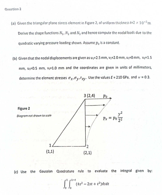 Solved (a) ﻿Given the triangular plane stress element in | Chegg.com