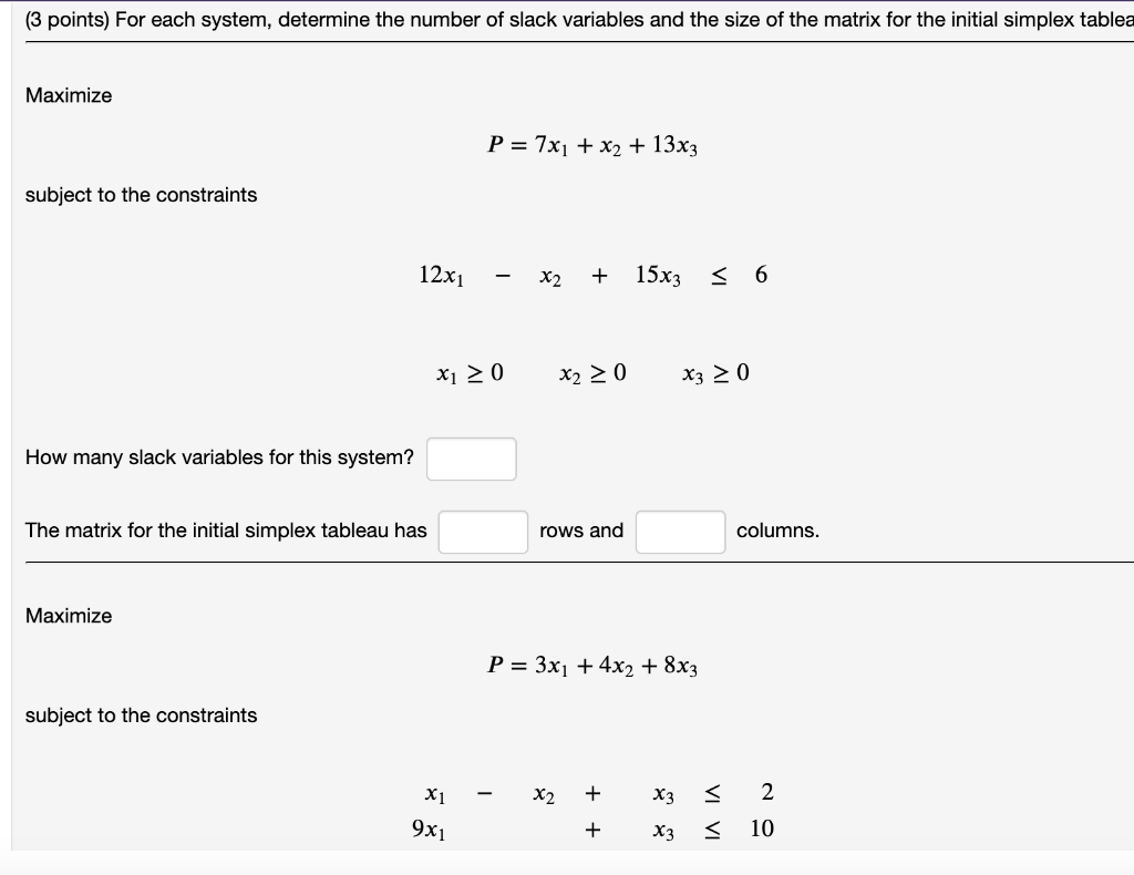 Solved (3 points) For each system, determine the number of | Chegg.com