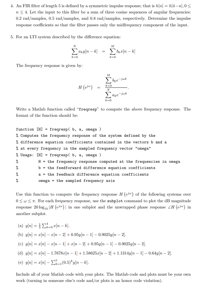 Solved 3.7 Problems 1. Using the "dtft" function developed | Chegg.com