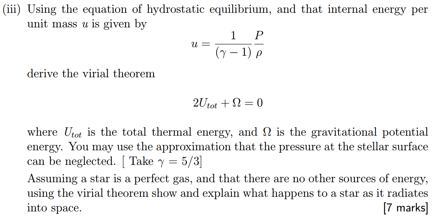 Solved (iii) Using the equation of hydrostatic equilibrium, | Chegg.com