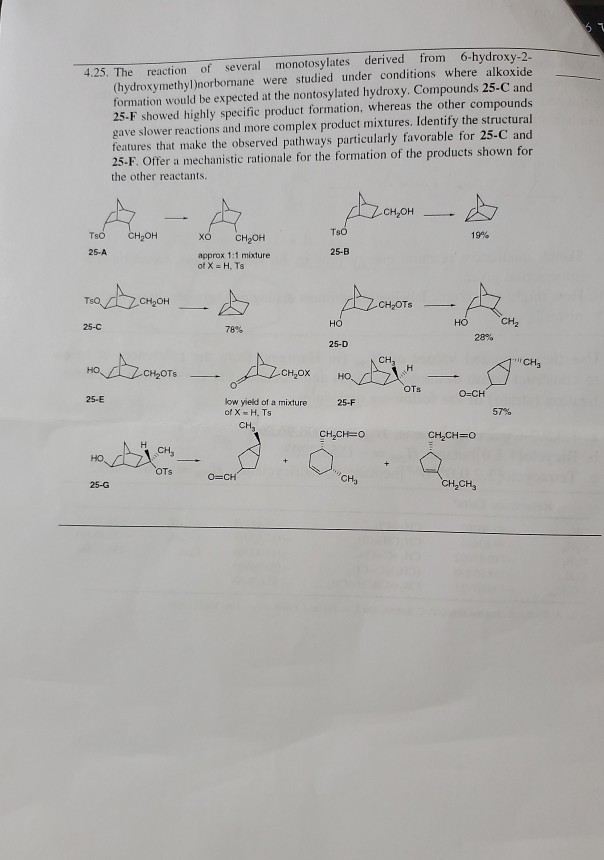 Solved 4.25. The reaction of several monotosylates derived | Chegg.com