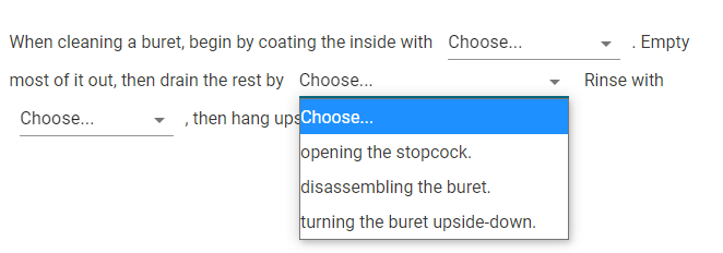Solved Empty e with When cleaning a buret, begin by coating | Chegg.com