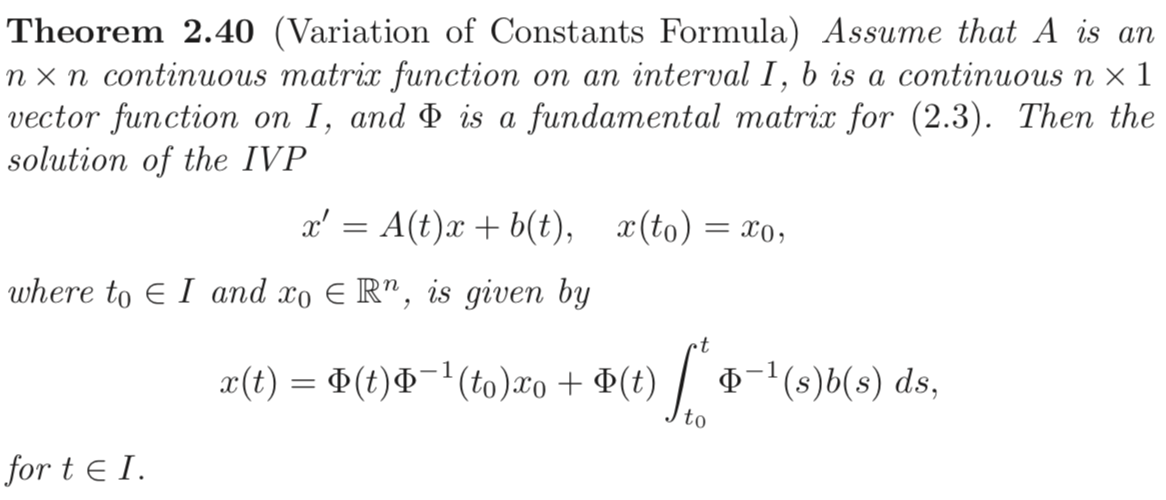 Solved 2.42 Use the variation of constants formula to solve | Chegg.com