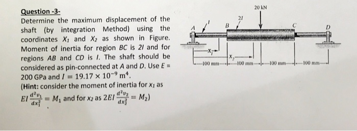Solved 20 KN Question -3- Determine the maximum displacement | Chegg.com