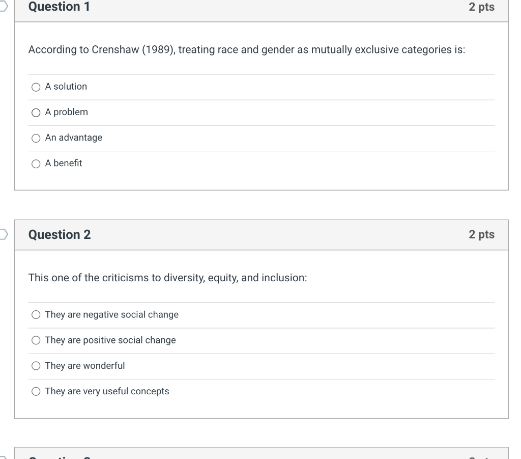 Solved Question 1 2 pts According to Crenshaw (1989), | Chegg.com