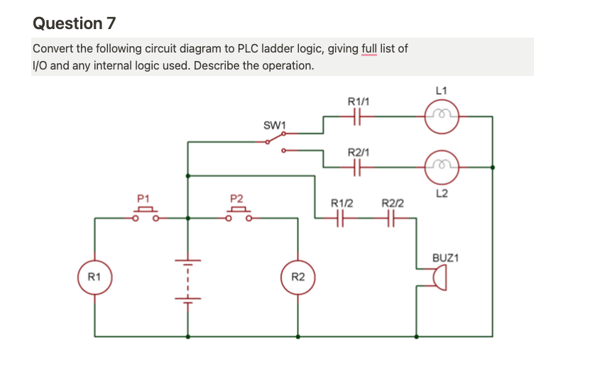 Solved Convert the following circuit diagram to PLC ladder | Chegg.com