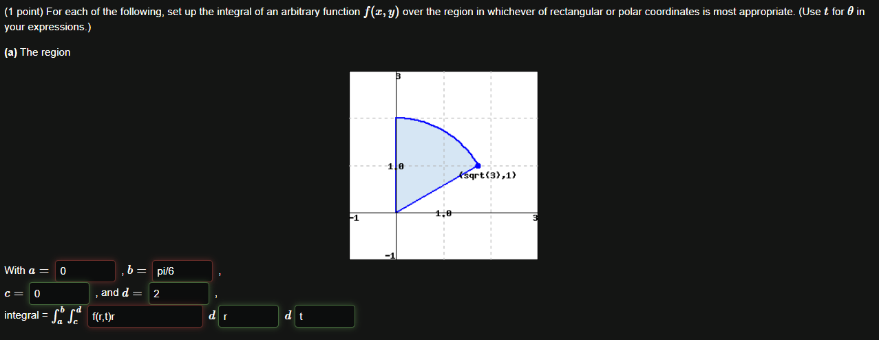 Solved (1 point) For each of the following, set up the | Chegg.com