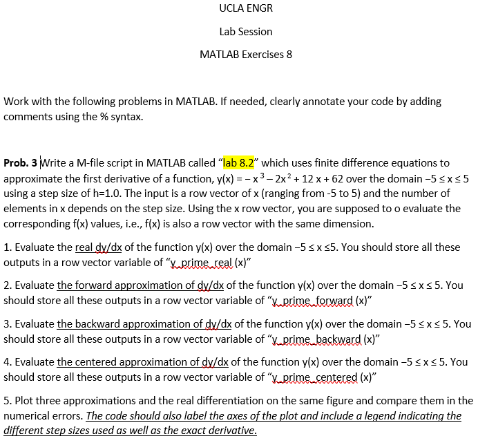 Solved UCLA ENGR Lab Session MATLAB Exercises 8 Work with | Chegg.com