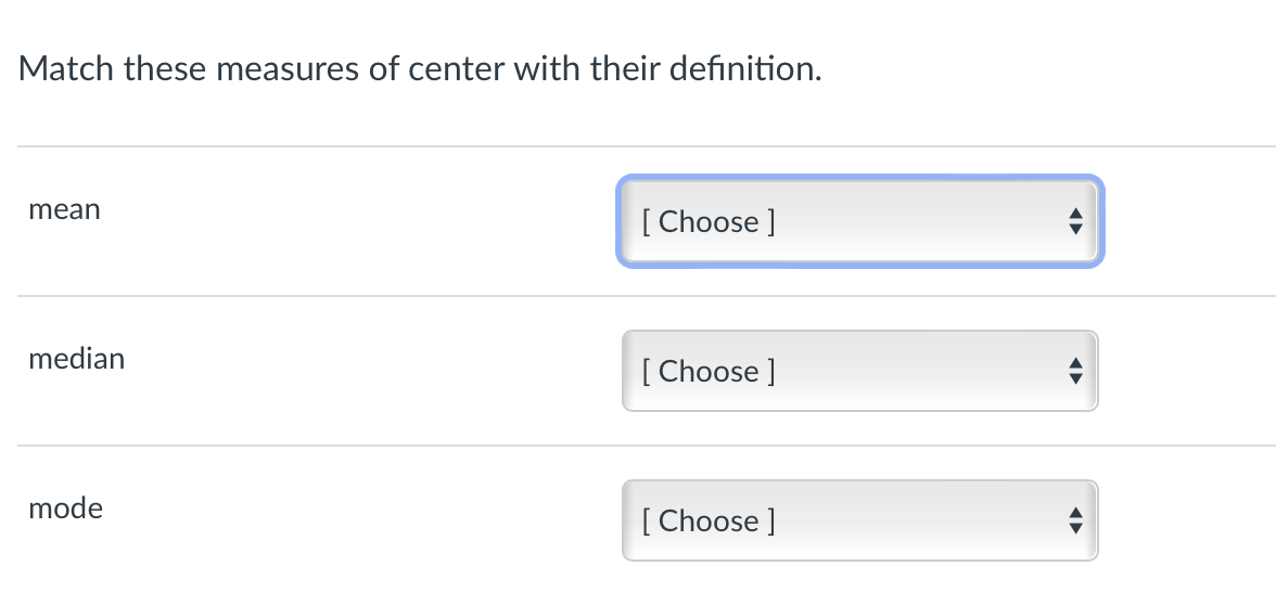 Solved Match these measures of center with their definition. | Chegg.com