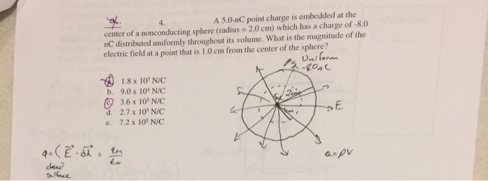 Solved A 5.0-nC point charge is embedded at the center of a | Chegg.com
