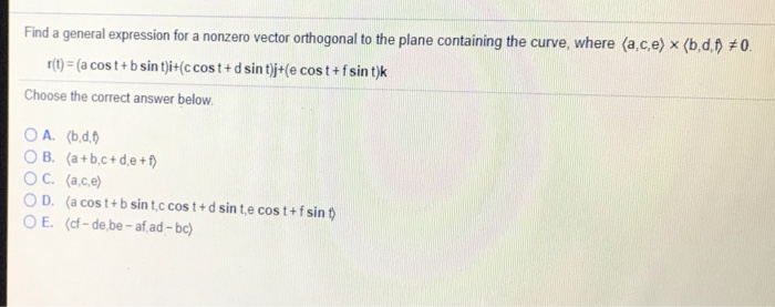 Solved d a general expression for a nonzero vector | Chegg.com