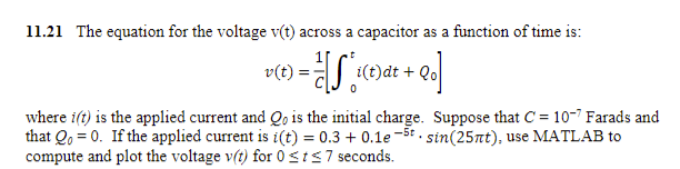 Solved The equation for the voltage v(t) across a | Chegg.com
