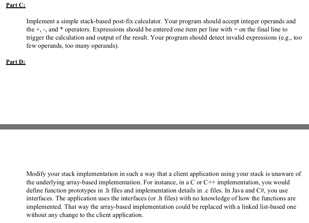 Part A: Design and implement an array-based stack. | Chegg.com