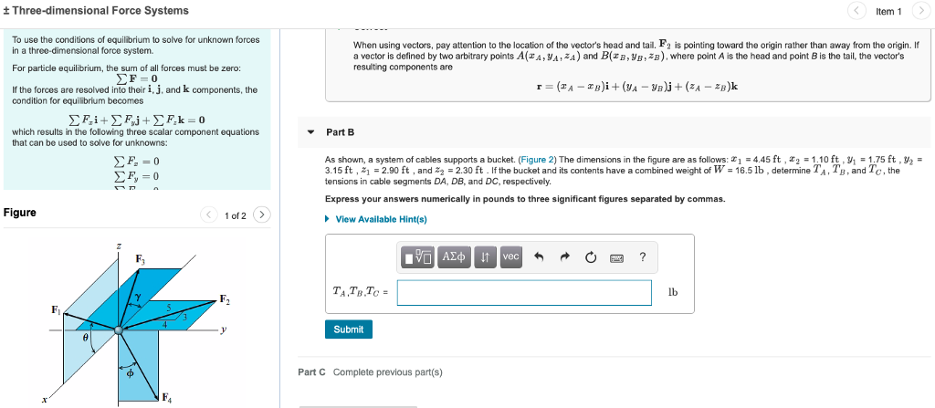 Solved t Three-dimensional Force Systems tem 1 To use the | Chegg.com