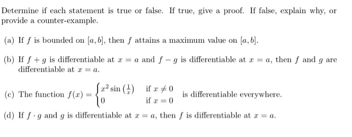Solved Determine if each statement is true or false. If | Chegg.com