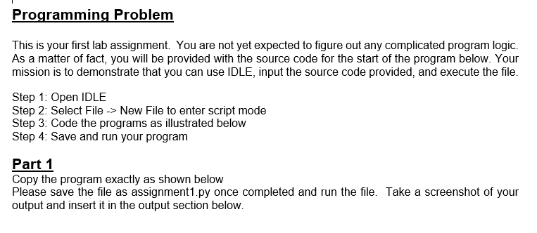 Solved Programming Problem This is your first lab | Chegg.com