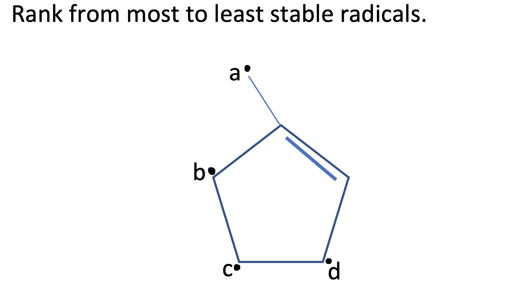 Solved Rank from most to least stable radicals. a: b. со d | Chegg.com