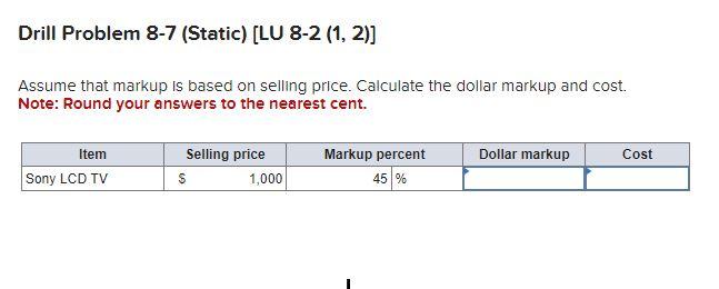 Solved Assume that markup is based on selling price. | Chegg.com