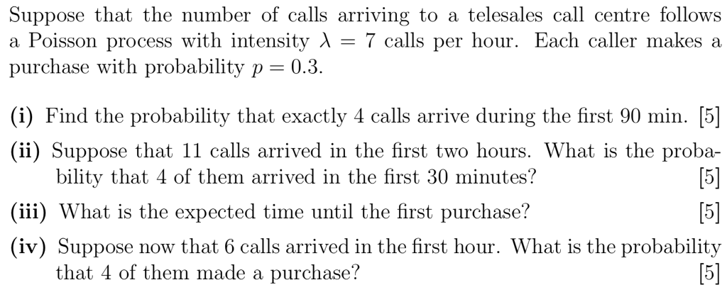 Solved Suppose that the number of calls arriving to a | Chegg.com