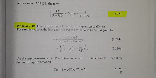 Solved we can write (2.221) in the form (2.223) Problem | Chegg.com