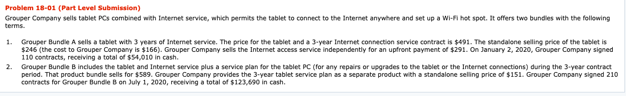 Solved Problem 18-01 (Part Level Submission) Grouper Company | Chegg.com