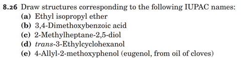 Solved 8.26 Draw structures corresponding to the following | Chegg.com