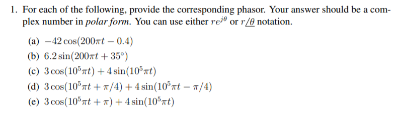 Solved 1. For each of the following, provide the | Chegg.com