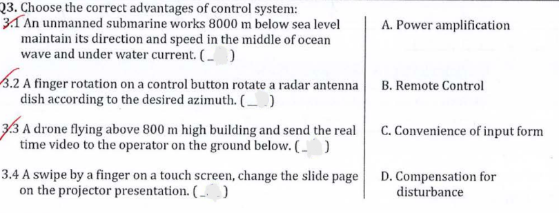 Solved Q3. Choose the correct advantages of control system: | Chegg.com