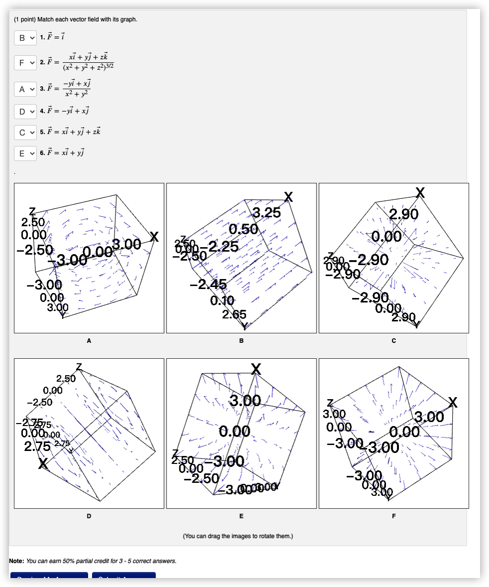 Solved 1 Point Match Each Vector Field With Its Graph F 2