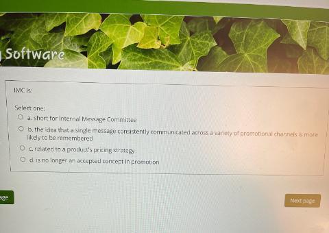 Solved Software IMC IS Select one: O a short for Internal | Chegg.com