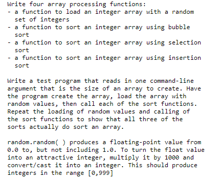 Solved Write four array processing functions: - a function | Chegg.com
