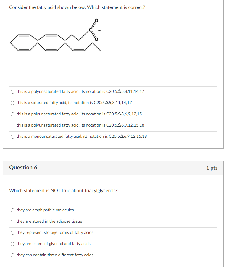 Solved Consider the fatty acid shown below. Which statement | Chegg.com
