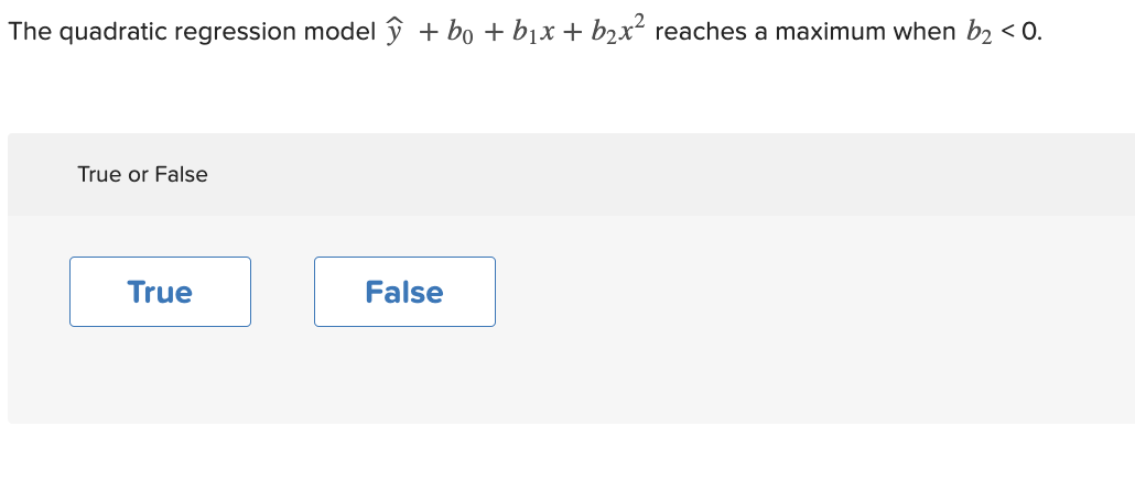 Solved The quadratic regression model y^+b0+b1x+b2x2 reaches | Chegg.com