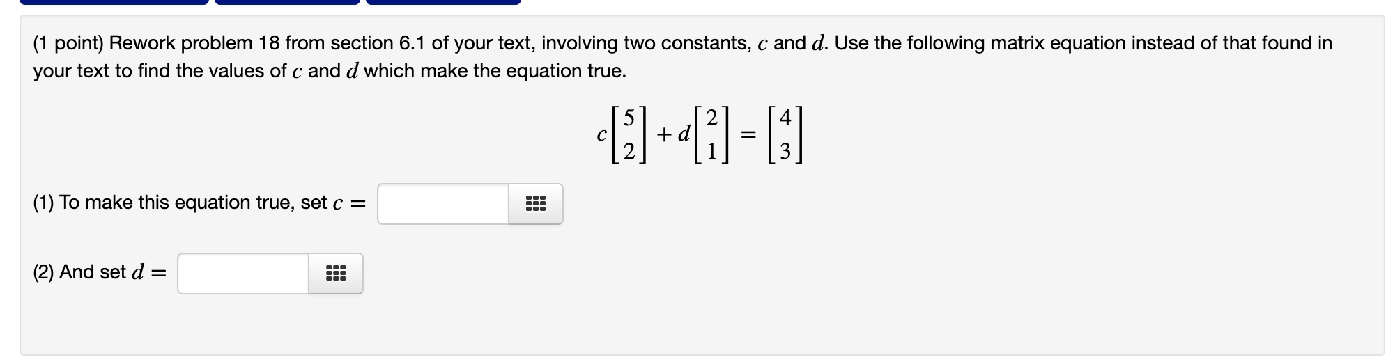 (1 point) Rework problem 18 from section 6.1 of your | Chegg.com