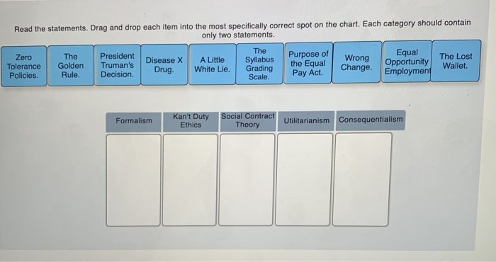 Read the statements. Drag and drop each item into the | Chegg.com