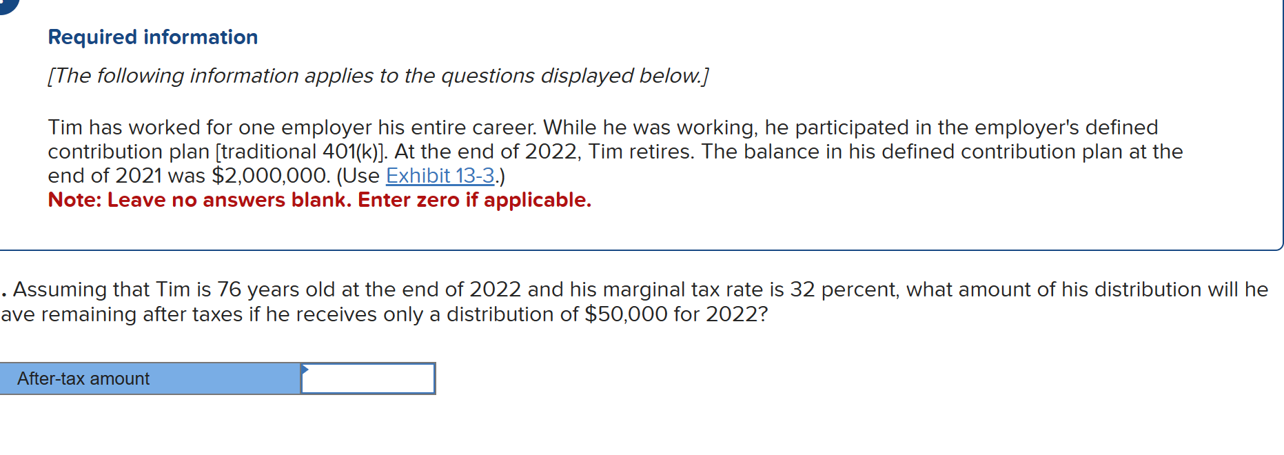 Solved EXHIBIT 13-3 Abbreviated Uniform Lifetime Table for | Chegg.com