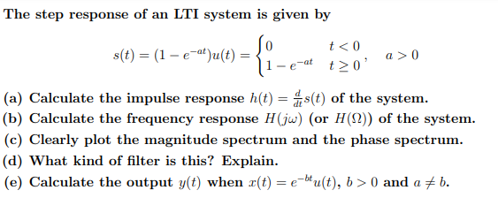 Solved The step response of an LTI system is given | Chegg.com