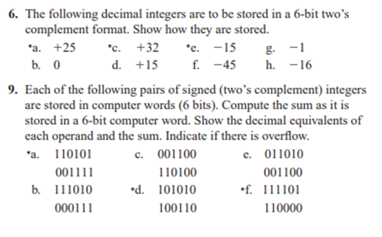 Solved 6) a) 011001 b) 000000 c) +32 cannot be stored (It | Chegg.com