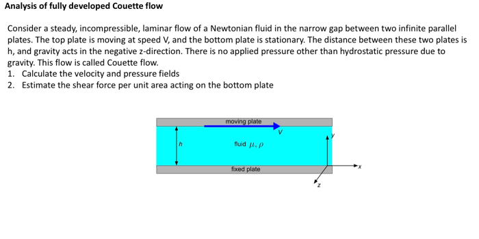 Solved Analysis of fully developed Couette flow Consider a | Chegg.com