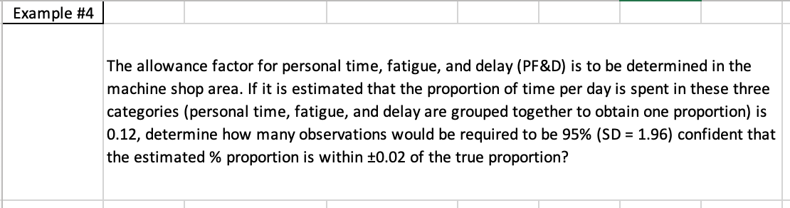 Solved Example #4 The allowance factor for personal time, | Chegg.com
